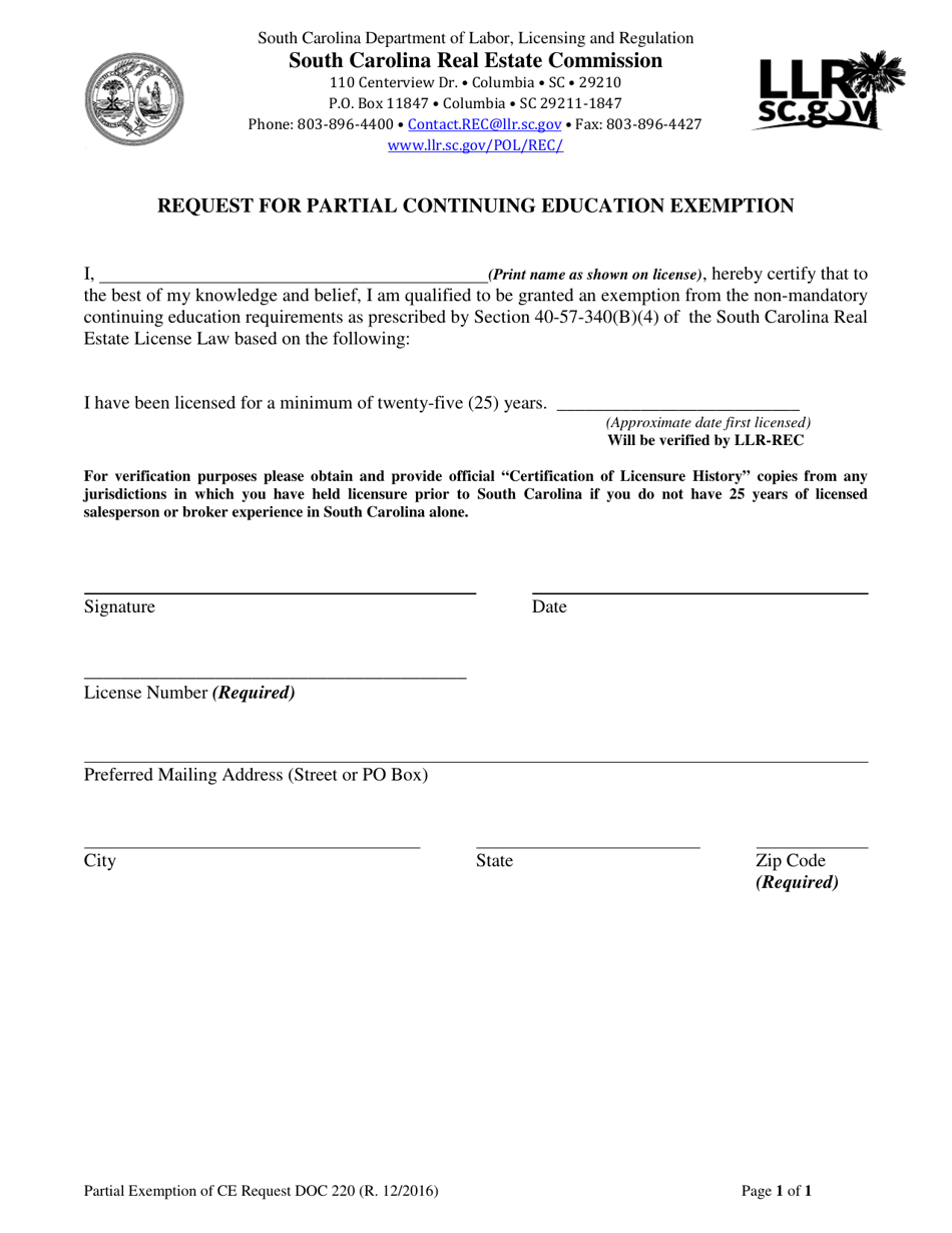 Form DOC220 - Fill Out, Sign Online and Download Printable PDF, South Carolina | Templateroller