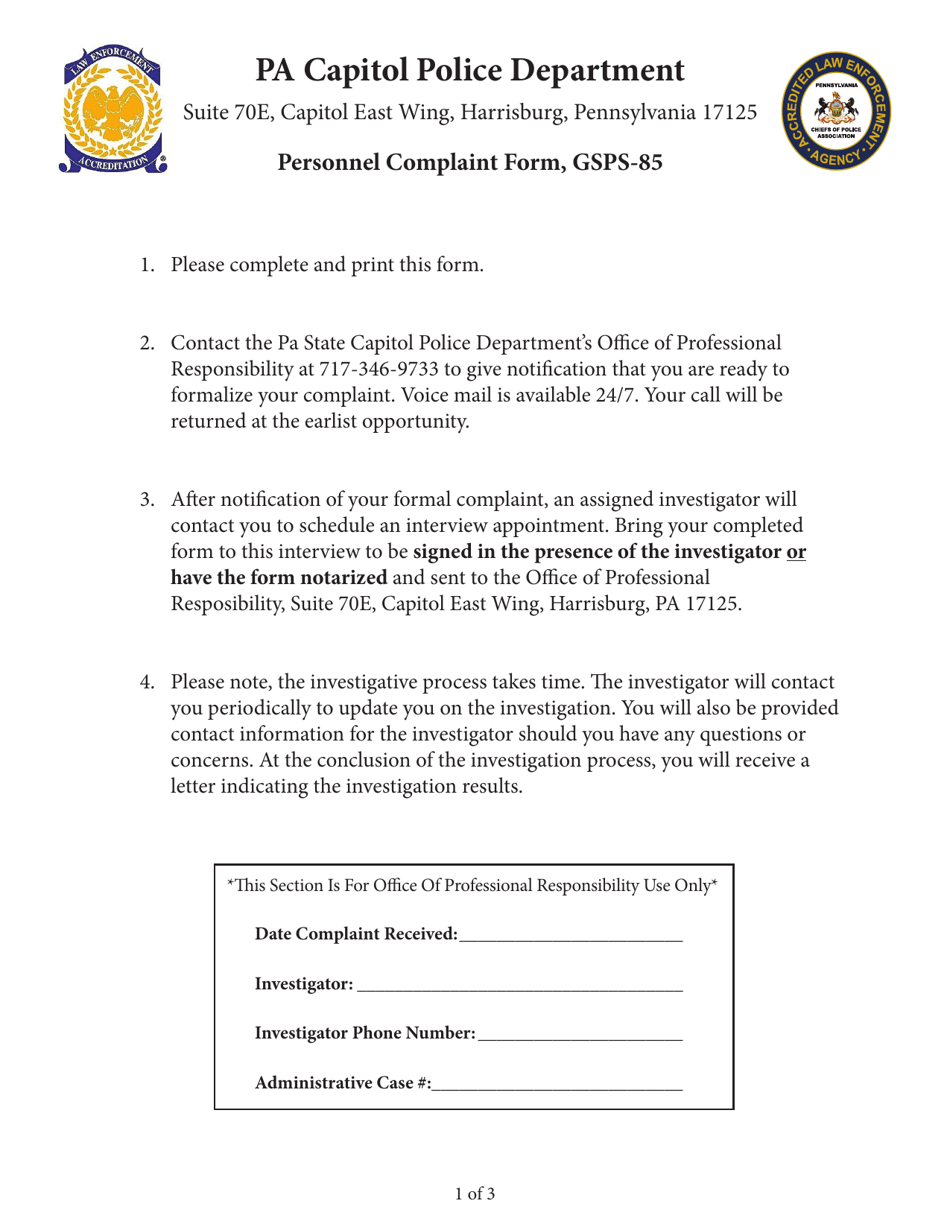 Form GSPS-85 - Fill Out, Sign Online and Download Fillable PDF ...