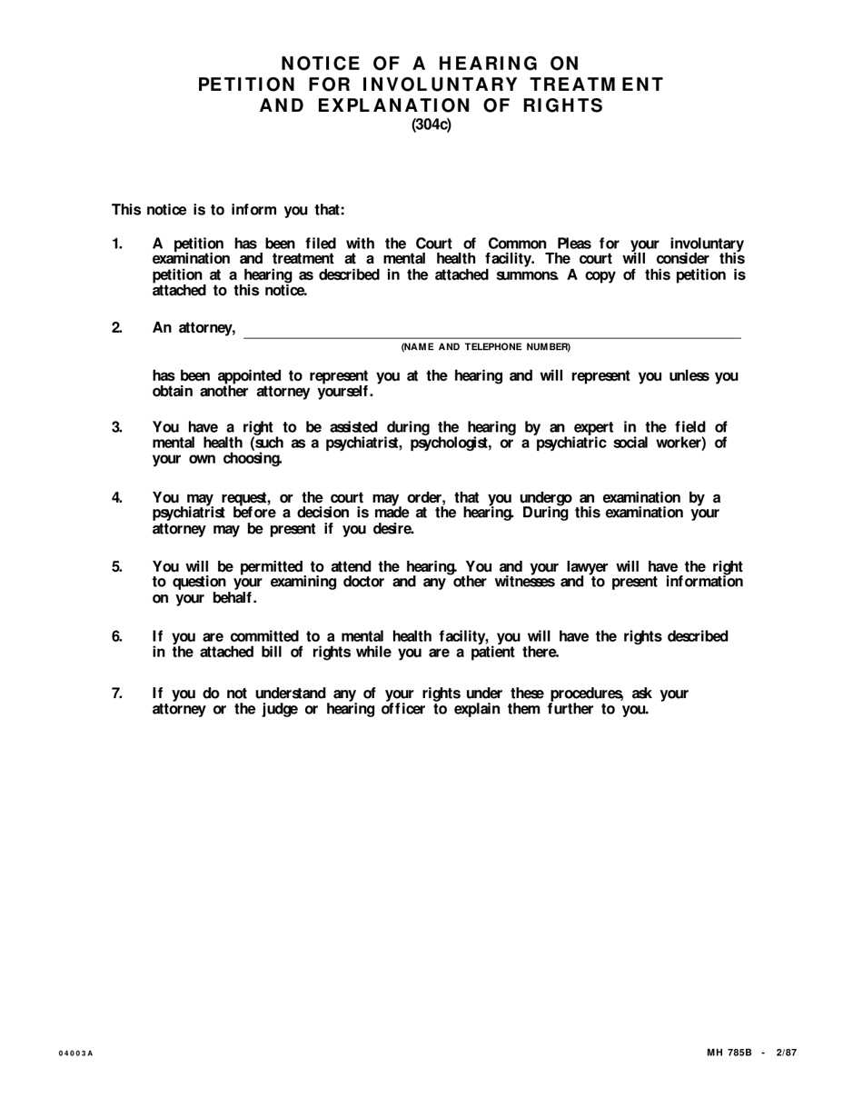 Form MH785B - Fill Out, Sign Online and Download Printable PDF ...