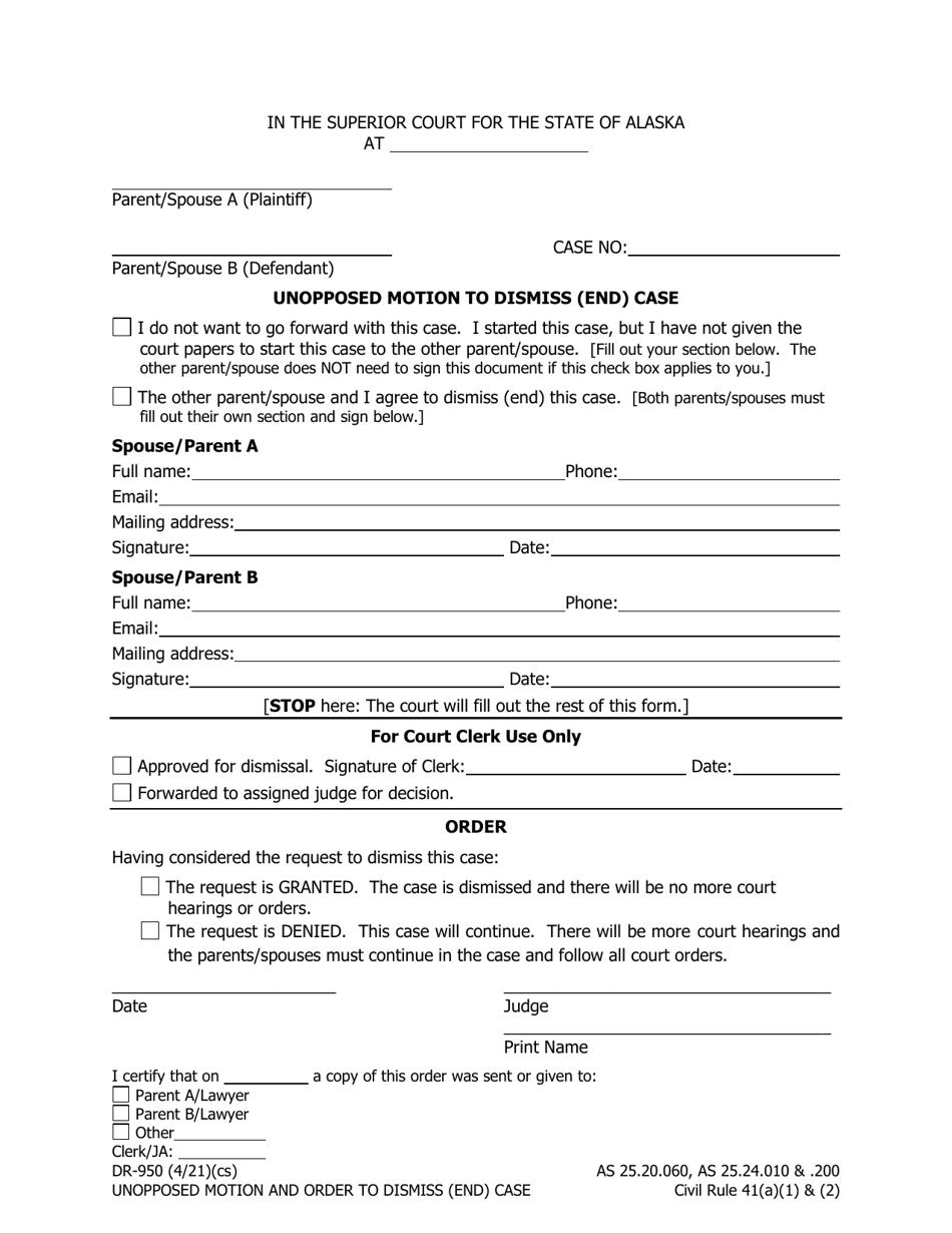 Form DR-950 - Fill Out, Sign Online and Download Fillable PDF, Alaska ...