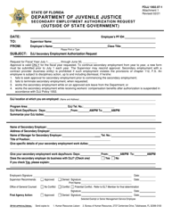 Form FDJJ1002.07-1 Attachment 1 Download Fillable PDF or Fill Online Secondary Employment ...