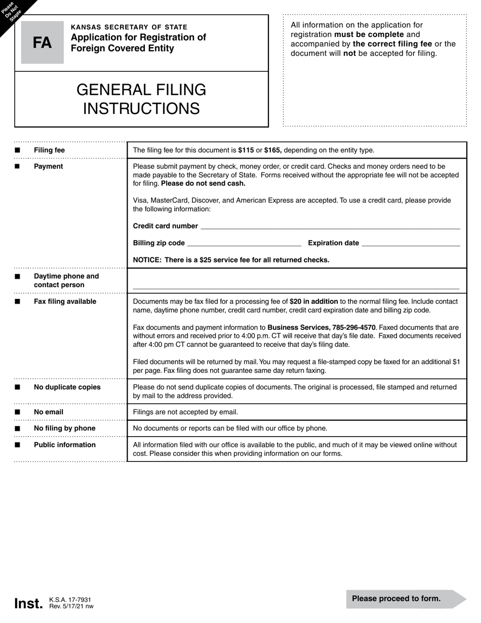 Form FA Download Fillable PDF or Fill Online Application for ...