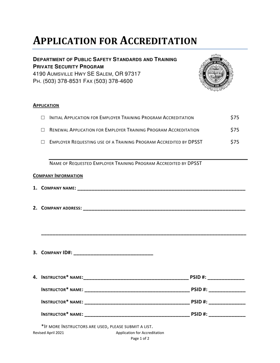 Oregon Application for Accreditation - Fill Out, Sign Online and ...
