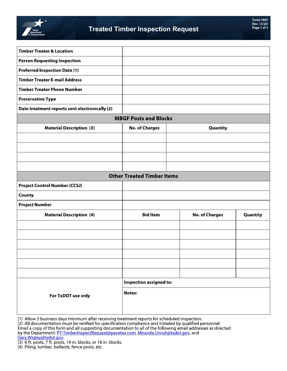 Form 1907 - Fill Out, Sign Online and Download Fillable PDF, Texas ...