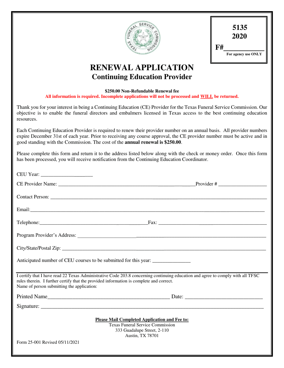 Form 25-001 - Fill Out, Sign Online and Download Printable PDF, Texas ...