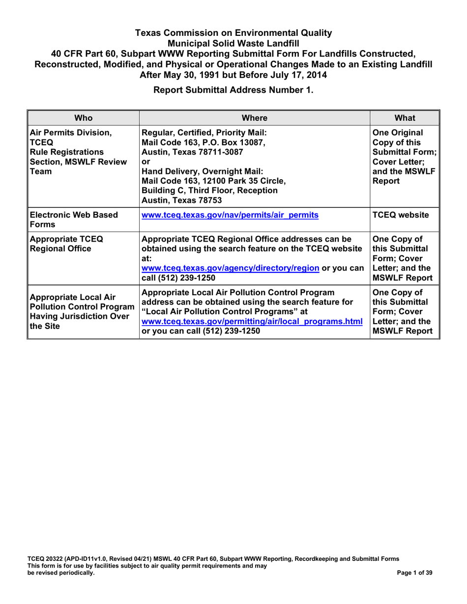 Form TCEQ-20322 - Fill Out, Sign Online and Download Fillable PDF ...