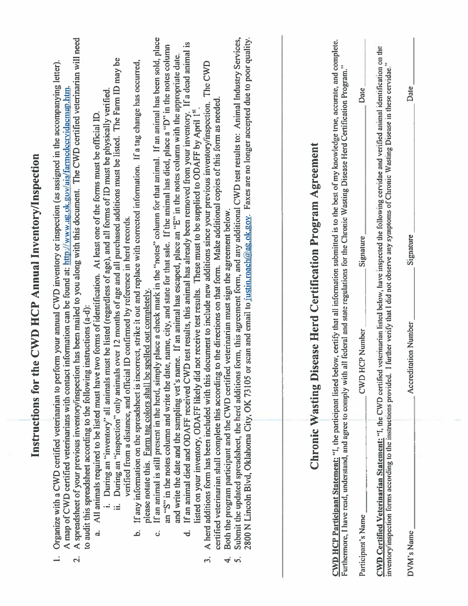 Oklahoma Cwd Herd Application Inventory Form - Fill Out, Sign Online ...