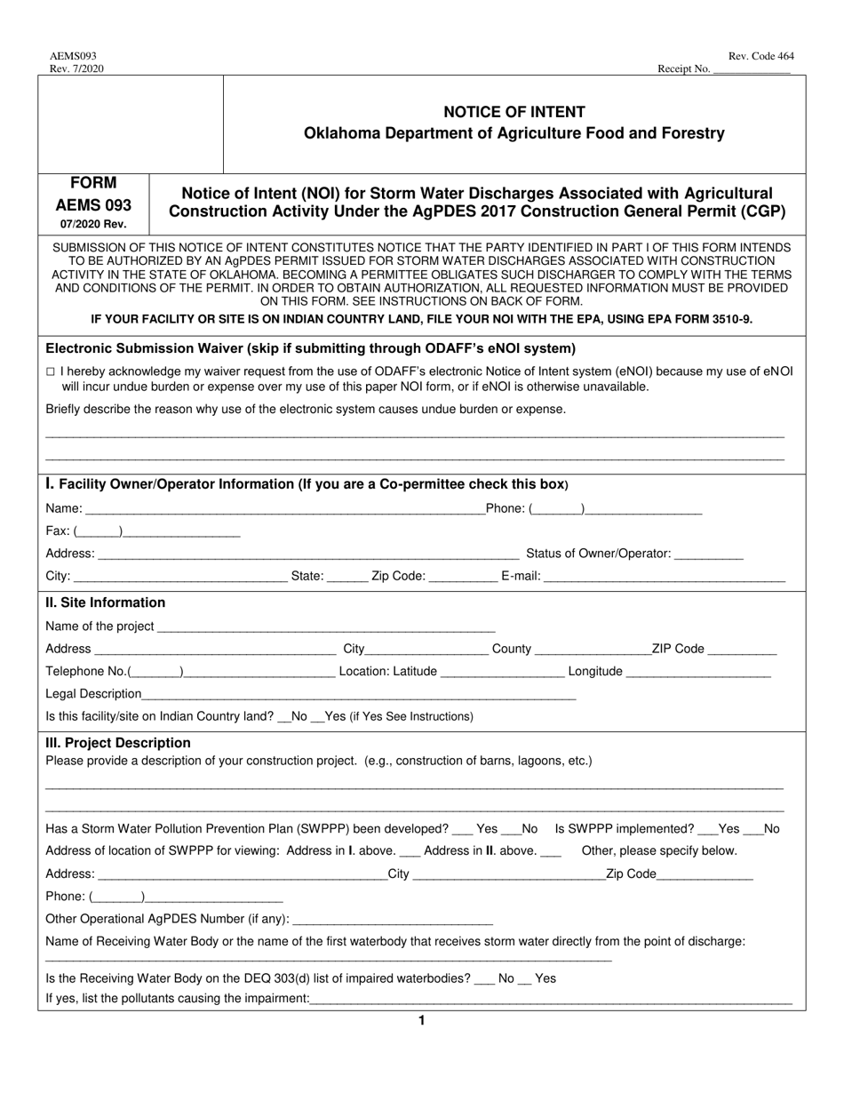 Printable Colorado Noi Form - Printable Forms Free Online