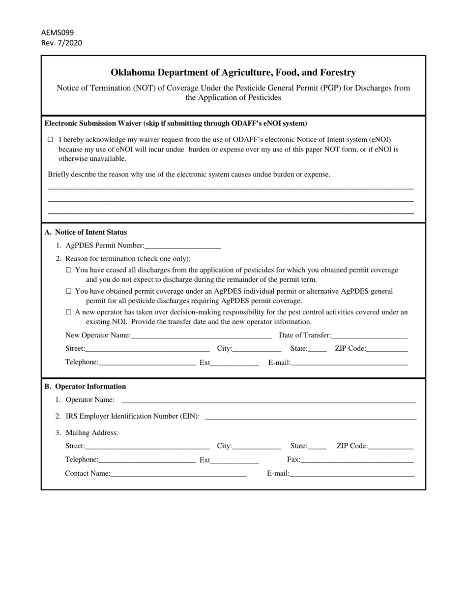 Form AEMS099 - Fill Out, Sign Online and Download Printable PDF ...