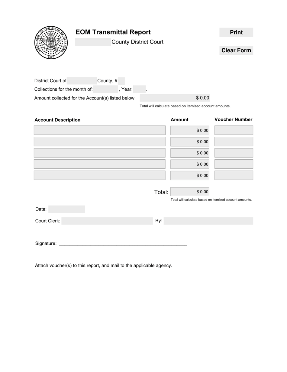 Oklahoma Eom Transmittal Report - Fill Out, Sign Online and Download ...