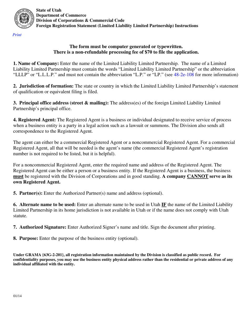 Download Instructions for Foreign Registration Statement (Limited ...