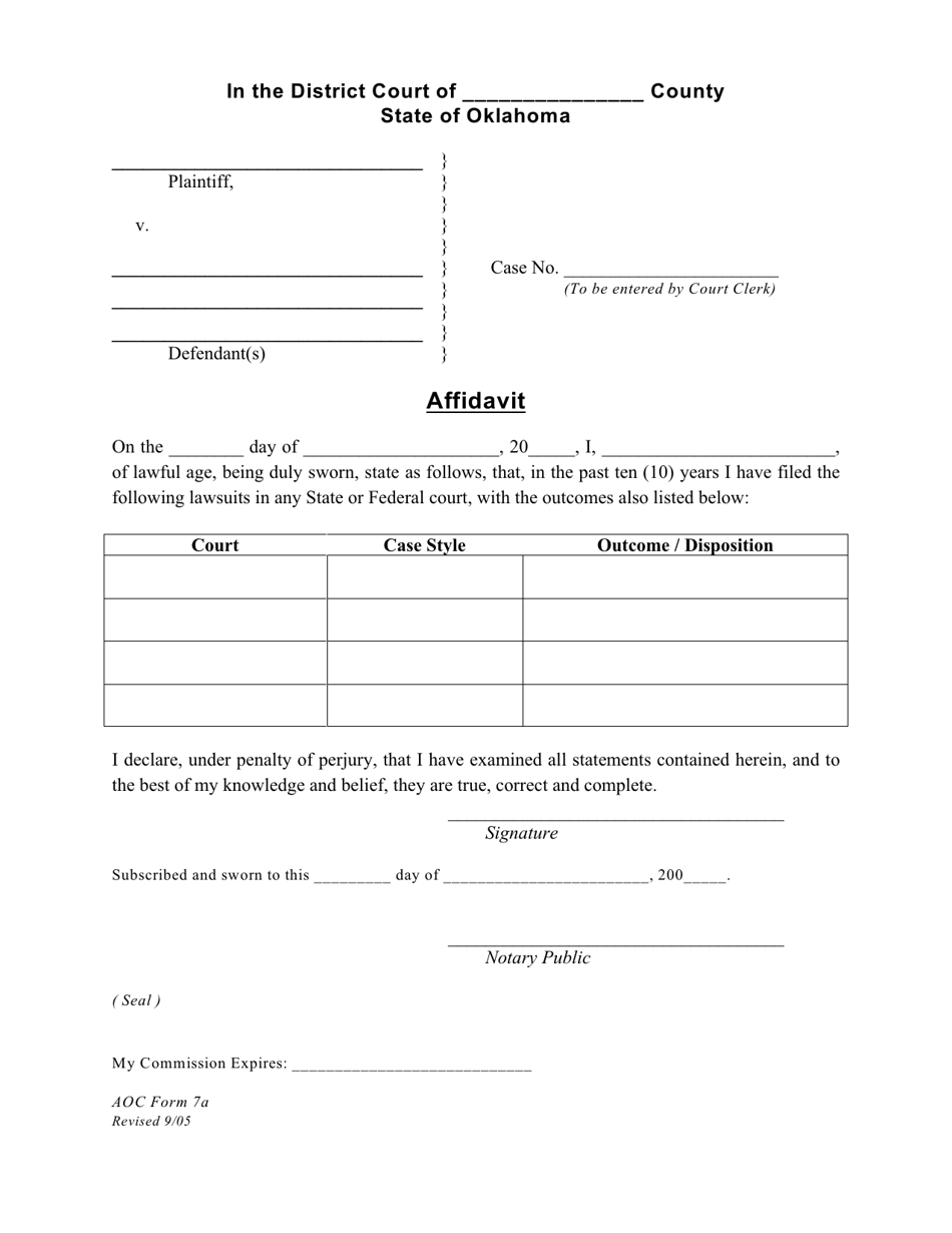 AOC Form 7A - Fill Out, Sign Online and Download Printable PDF ...