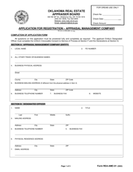 Form REA-AMC-01 Download Printable PDF or Fill Online Application for Registration - Appraisal ...
