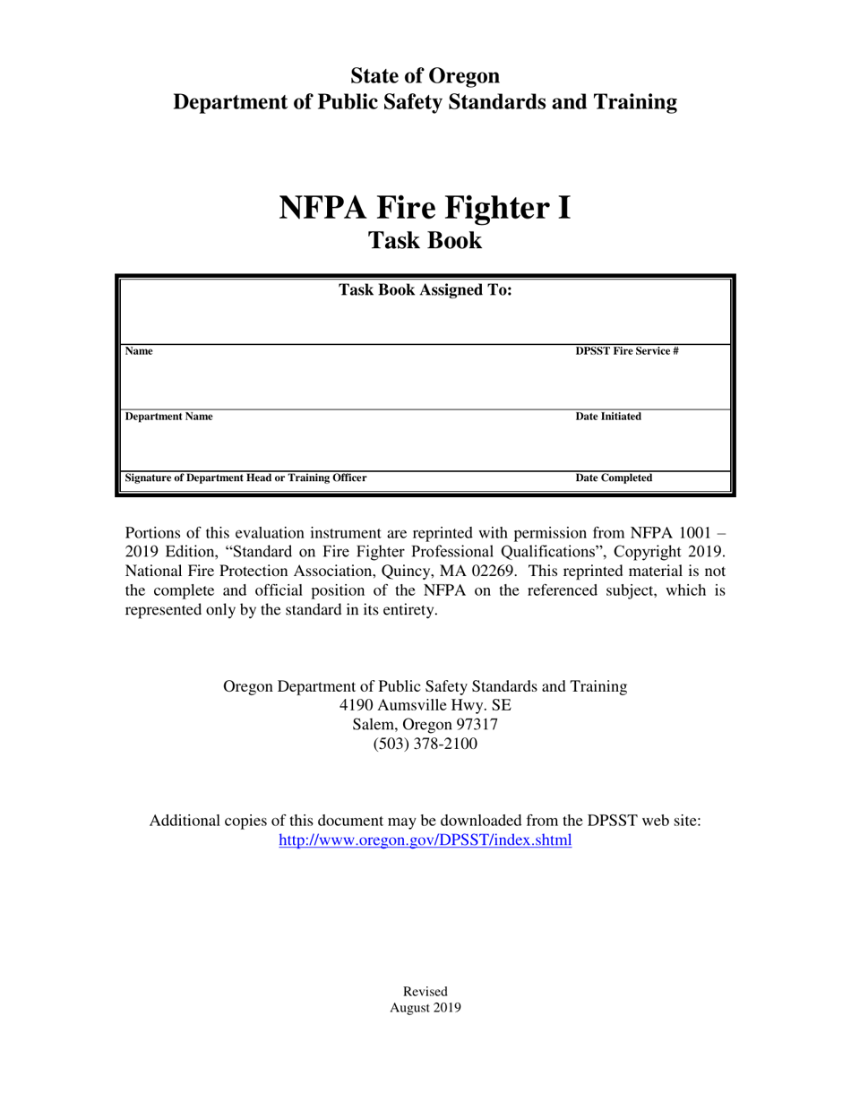 Oregon NFPA Fire Fighter I Task Book - Fill Out, Sign Online and ...
