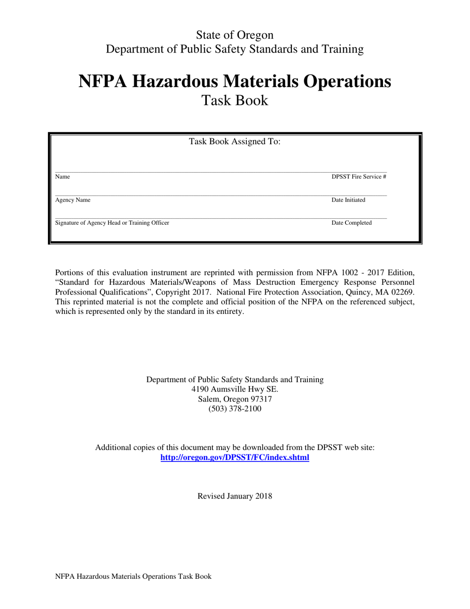 Oregon NFPA Hazardous Materials Operations Task Book - Fill Out, Sign ...