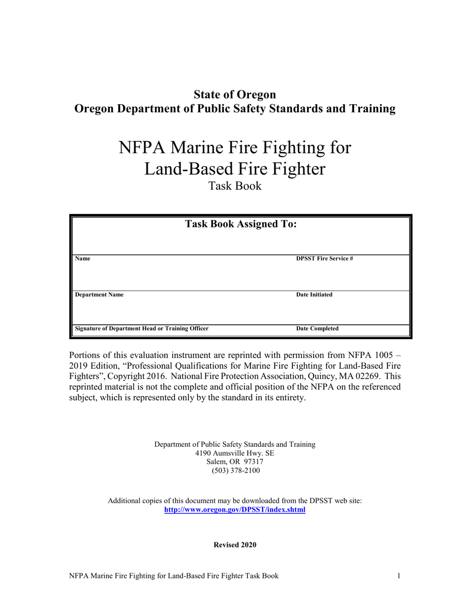 Oregon NFPA Marine Fire Fighting for Land-Based Fire Fighter Task Book ...