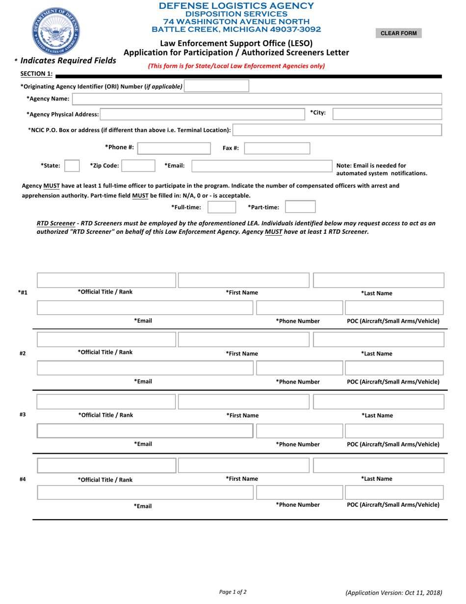 Application for Participation/Authorized Screeners Letter - Law ...