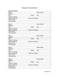 Employee Training Record Template Download Printable PDF | Templateroller