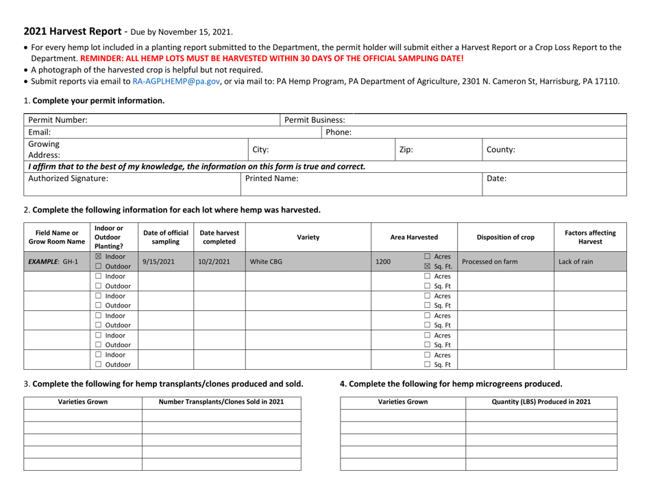 2021 Pennsylvania Harvest Report - Fill Out, Sign Online and Download ...