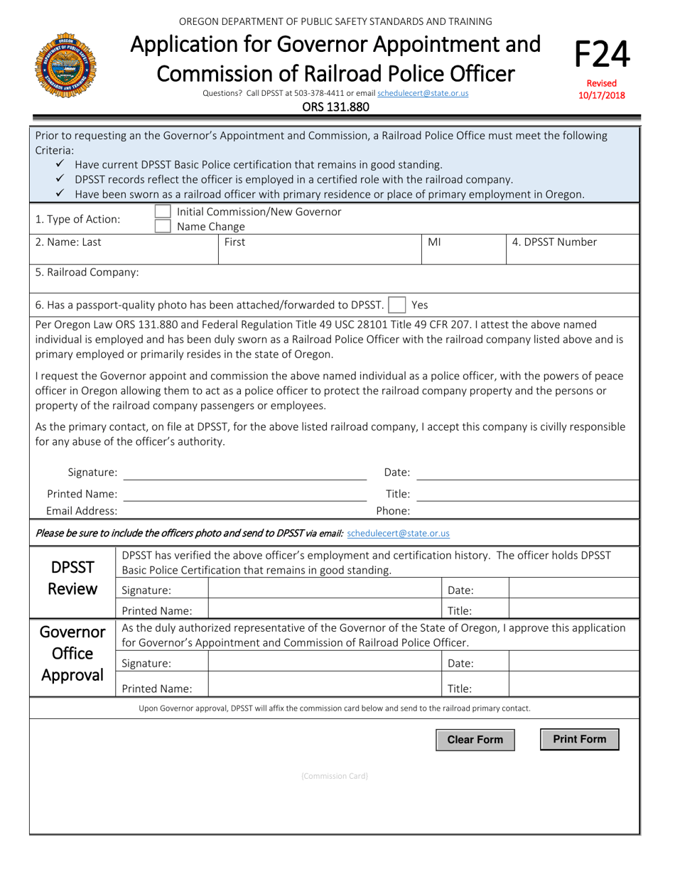 Form F24 - Fill Out, Sign Online and Download Fillable PDF, Oregon ...