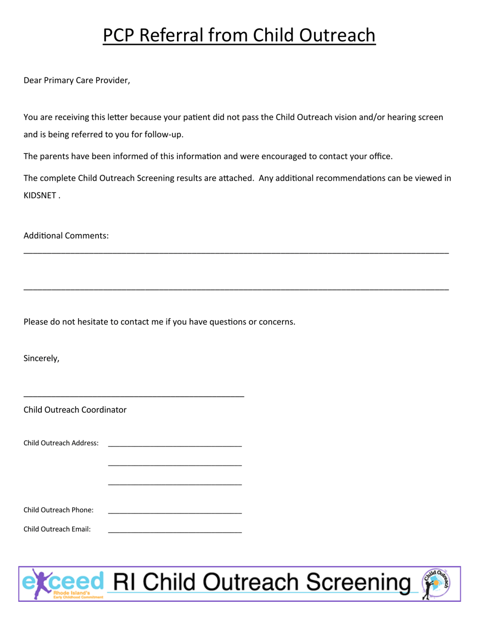 Rhode Island Pcp Referral From Child Outreach - Fill Out, Sign Online ...