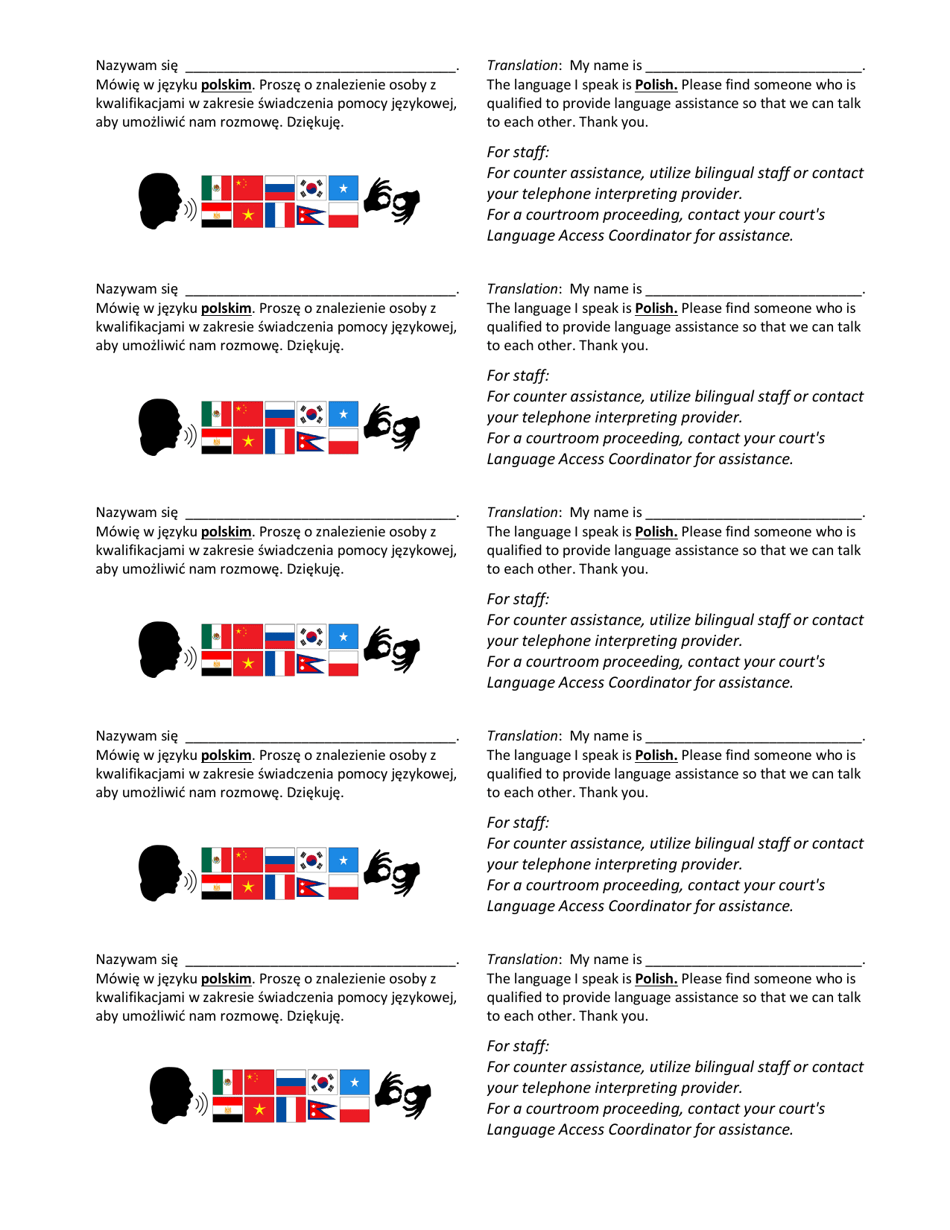 Pennsylvania "i Speak" Card (English/Polish) - Fill Out, Sign Online ...