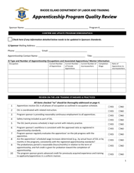 Rhode Island Apprenticeship Program Quality Review Checklist - Fill Out ...