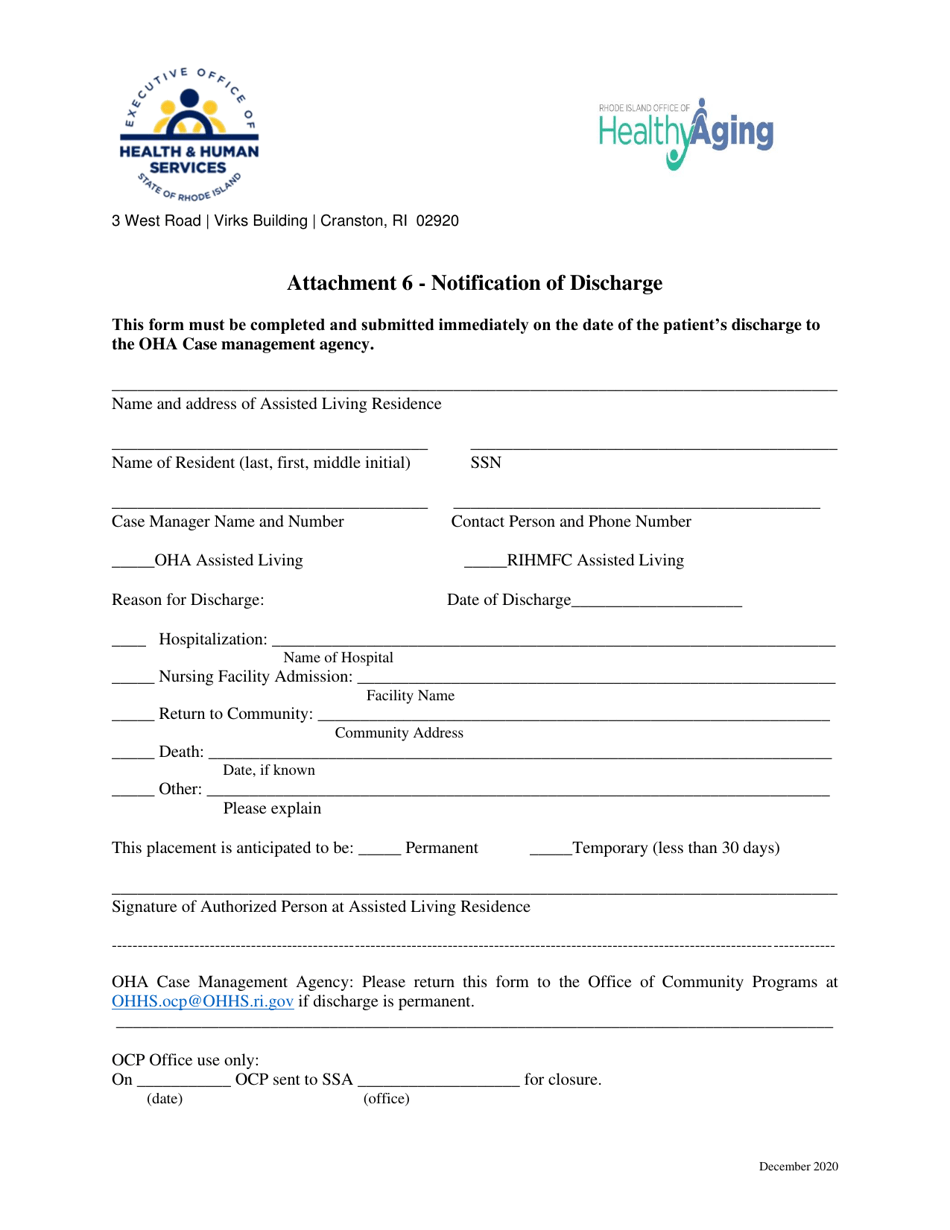 Rhode Island Notification of Discharge - Fill Out, Sign Online and ...