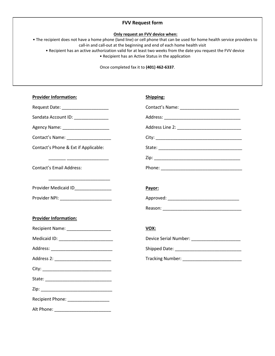 Rhode Island Fvv Request Form - Fill Out, Sign Online and Download PDF ...