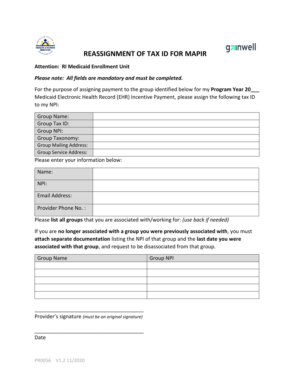 Form PR0056 - Fill Out, Sign Online and Download Printable PDF, Rhode ...