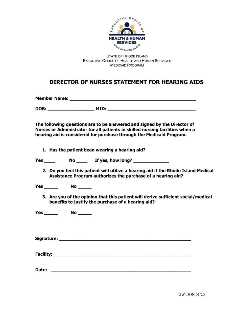 Form GW-DON - Fill Out, Sign Online and Download Printable PDF, Rhode Island | Templateroller