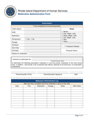 Rhode Island Medication Administration Form Download Printable PDF ...