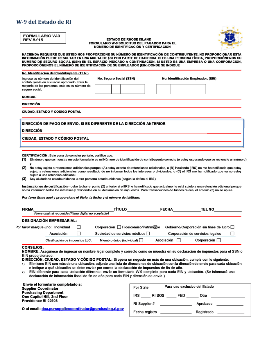 Formulario W-9 - Fill Out, Sign Online and Download Printable PDF ...