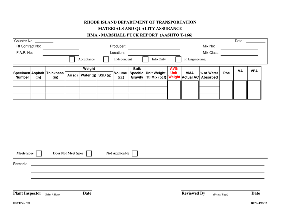 Form 327-TP4 - Fill Out, Sign Online and Download Fillable PDF, Rhode ...