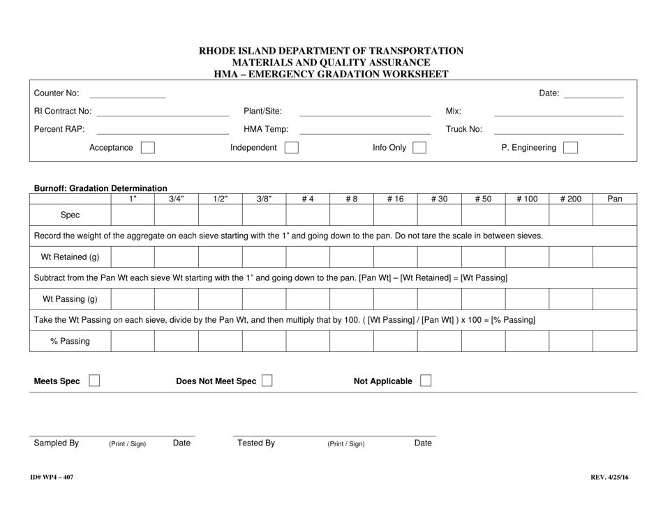 Form 407-WP4 - Fill Out, Sign Online and Download Printable PDF, Rhode ...