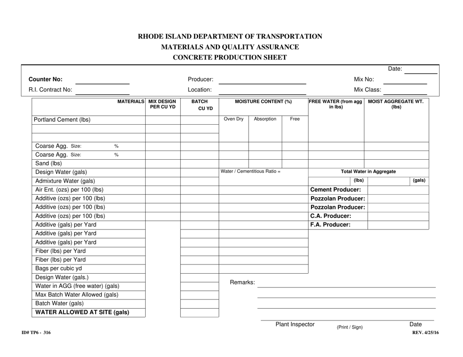 Form 316-TP6 - Fill Out, Sign Online and Download Fillable PDF, Rhode ...