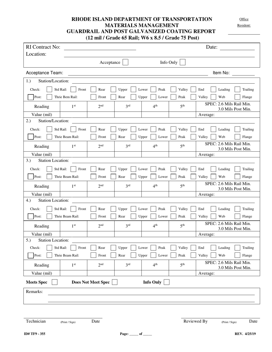 Form 355-TF9 - Fill Out, Sign Online and Download Fillable PDF, Rhode ...