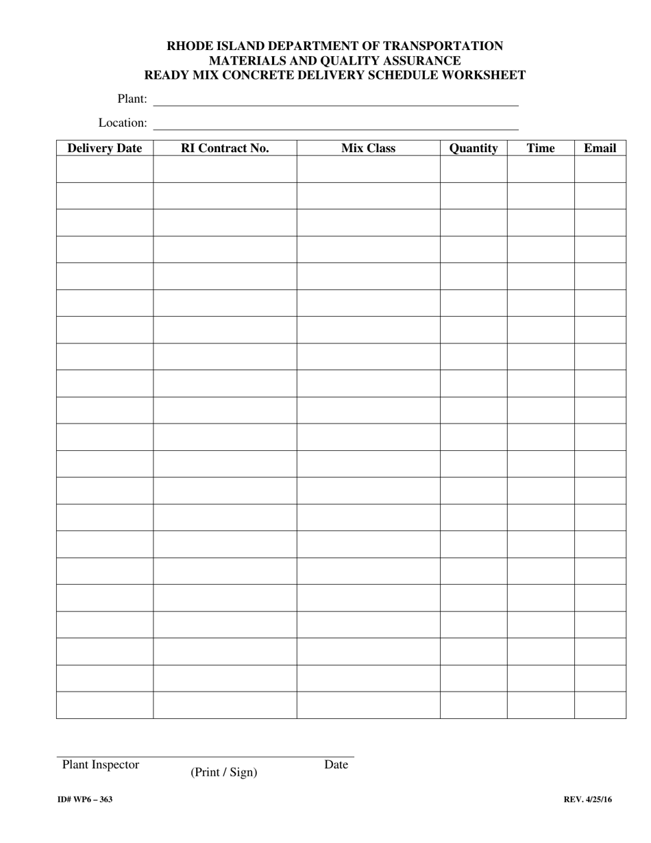 Form 363-WP6 - Fill Out, Sign Online and Download Printable PDF, Rhode ...