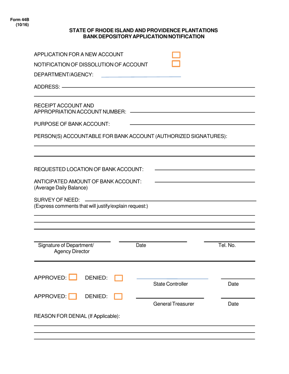Form 44B - Fill Out, Sign Online and Download Printable PDF, Rhode ...