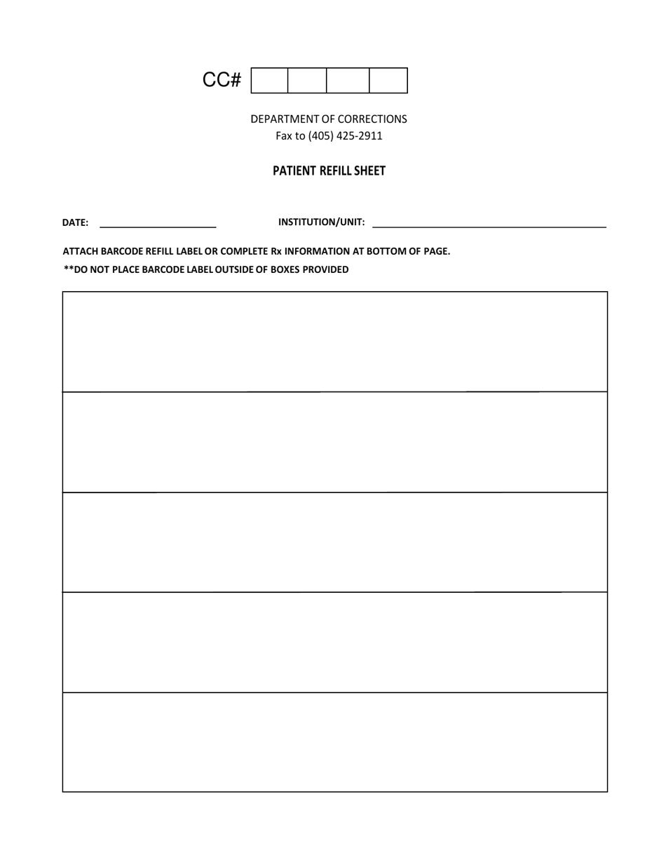 Oklahoma Patient Refill Form - Fill Out, Sign Online and Download PDF ...