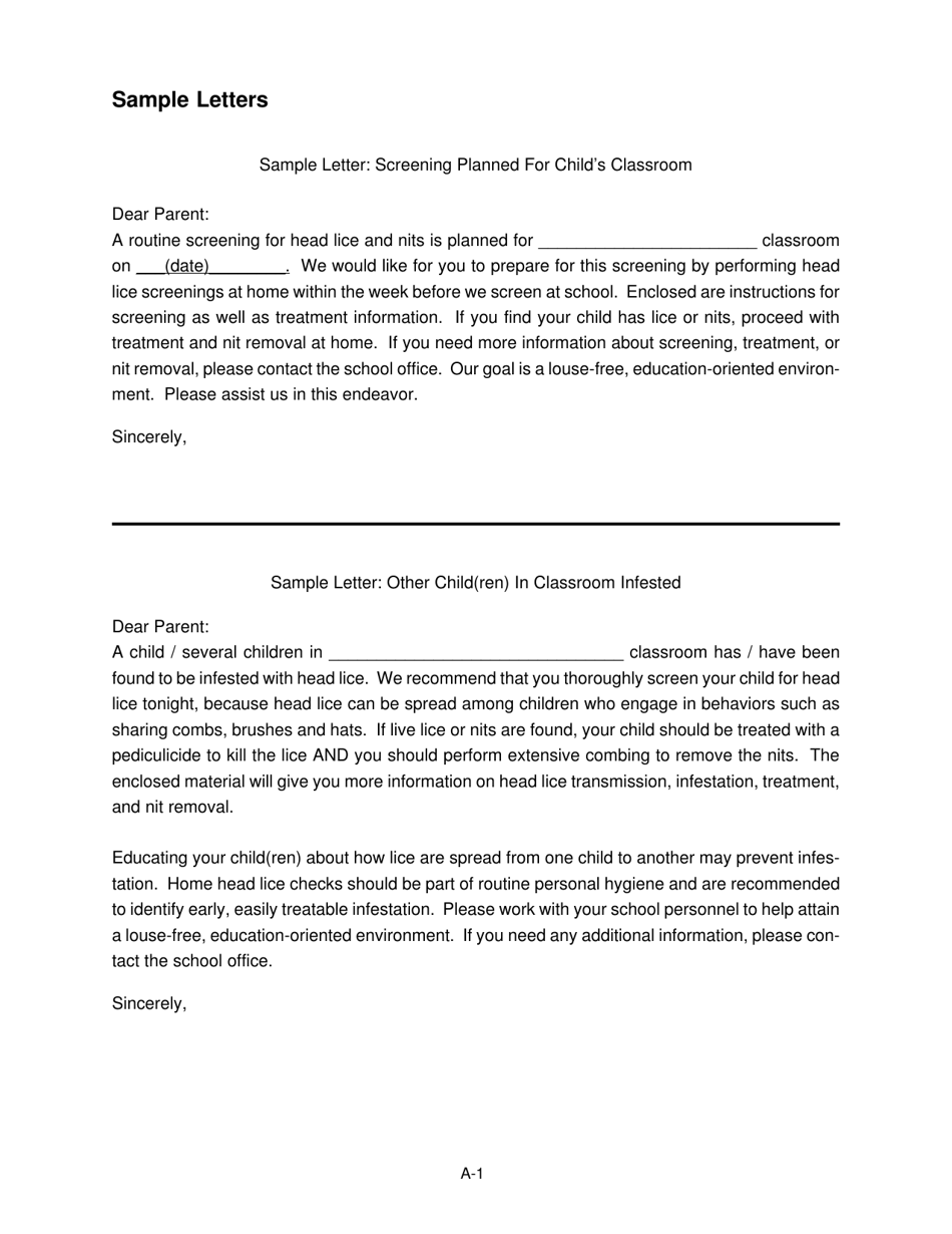 Oklahoma Head Lice Sample Letters - Fill Out, Sign Online and Download ...