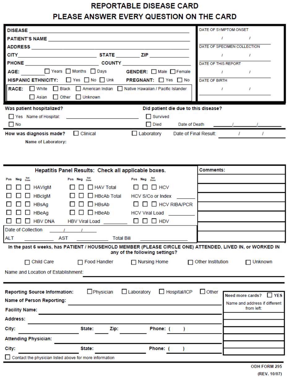 ODH Form 295 - Fill Out, Sign Online and Download Printable PDF ...
