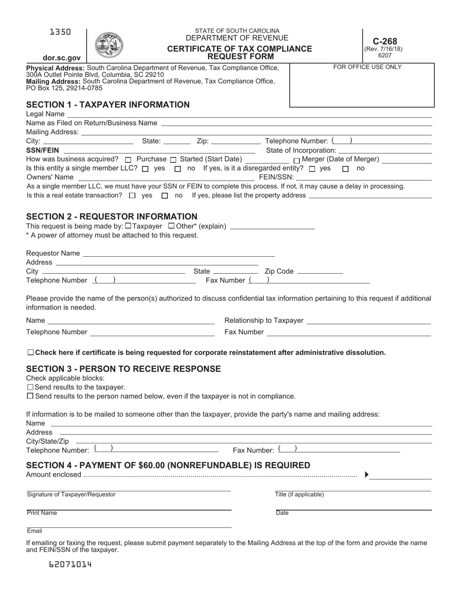 Form C-268 - Fill Out, Sign Online and Download Printable PDF, South ...