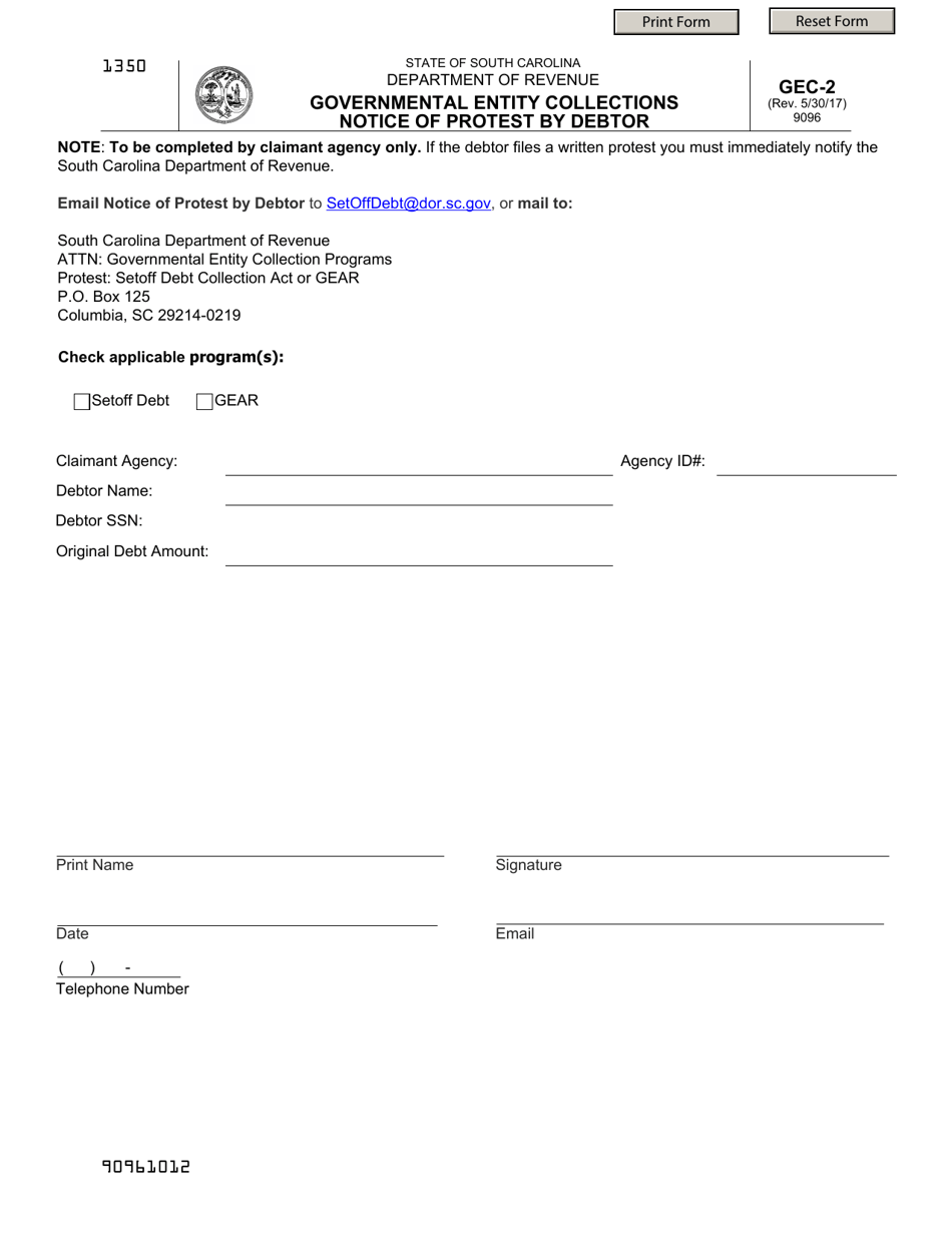 Form GEC-2 - Fill Out, Sign Online and Download Fillable PDF, South ...