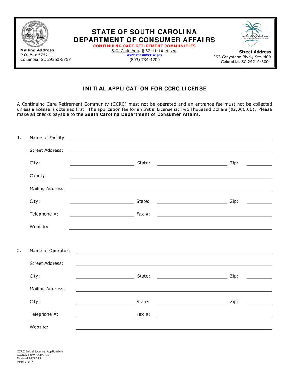 SCDCA Form CCRC-01 - Fill Out, Sign Online and Download Fillable PDF ...