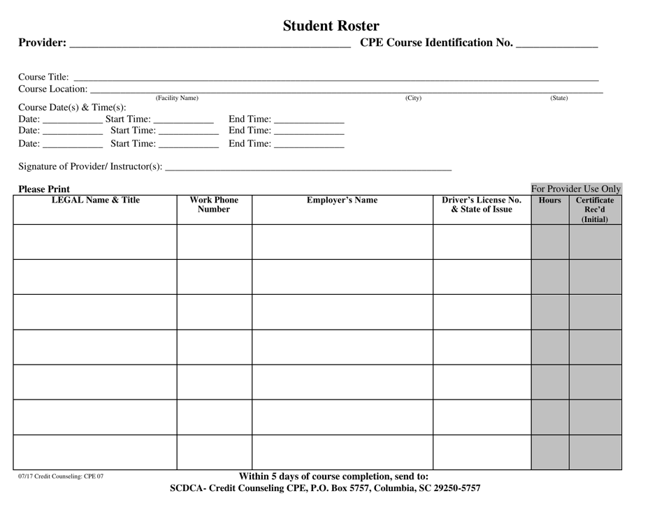 Form CPE07 - Fill Out, Sign Online and Download Fillable PDF, South ...