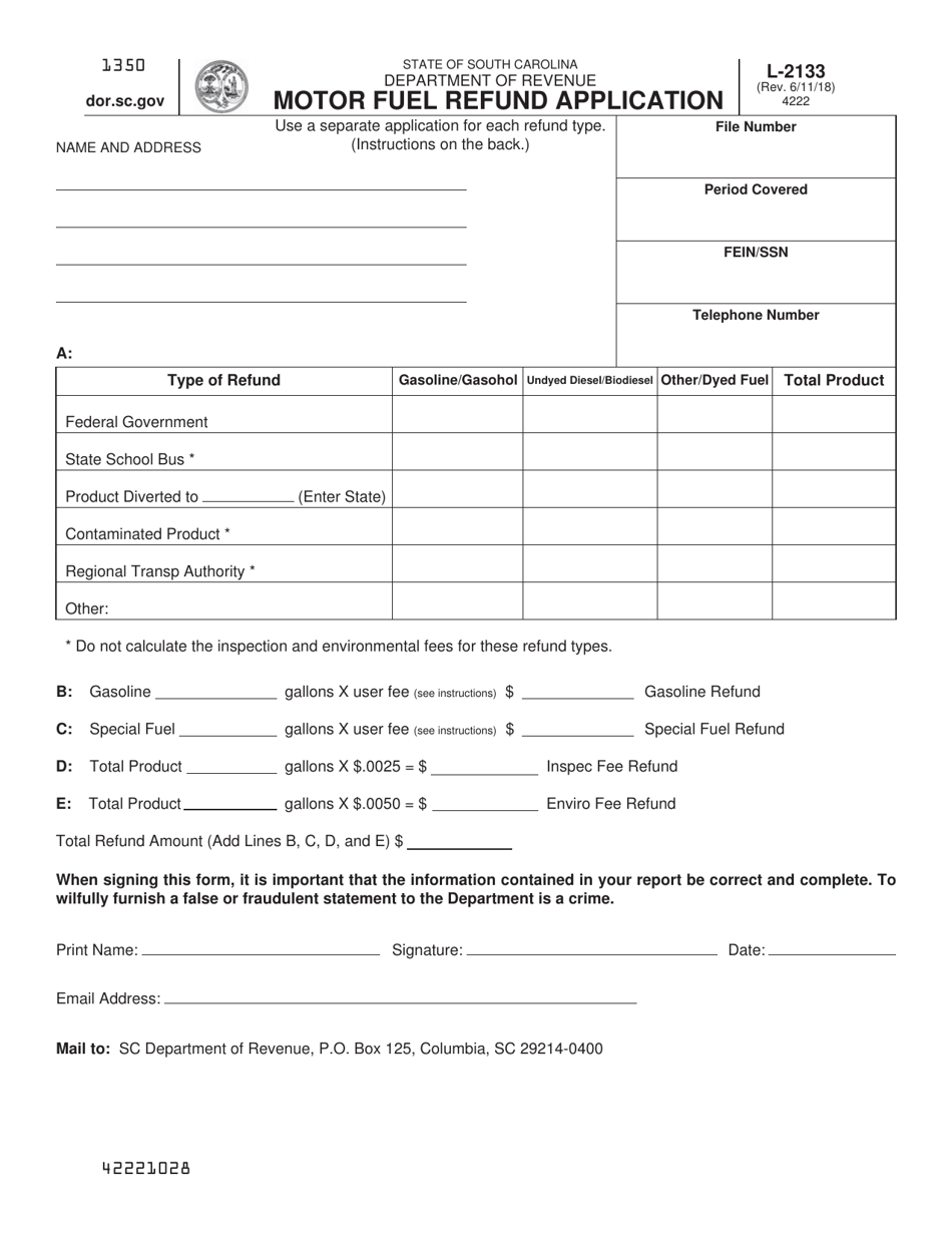 Form L-2133 - Fill Out, Sign Online and Download Printable PDF, South ...