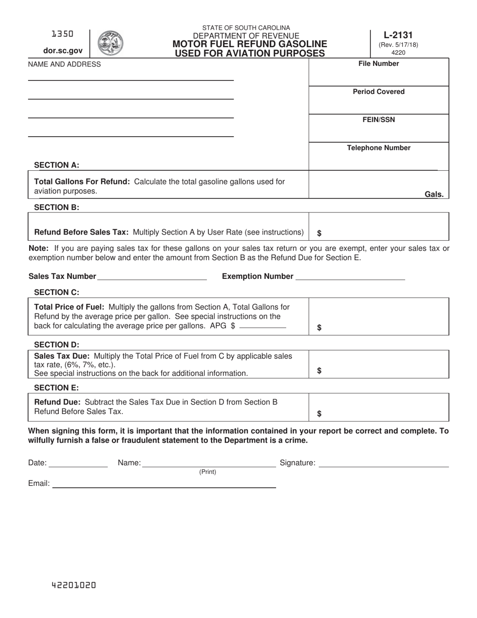 Form L-2131 - Fill Out, Sign Online and Download Printable PDF, South ...