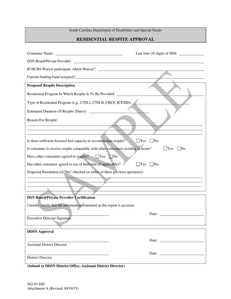 South Carolina Residential Respite Approval - Sample - Fill Out, Sign ...