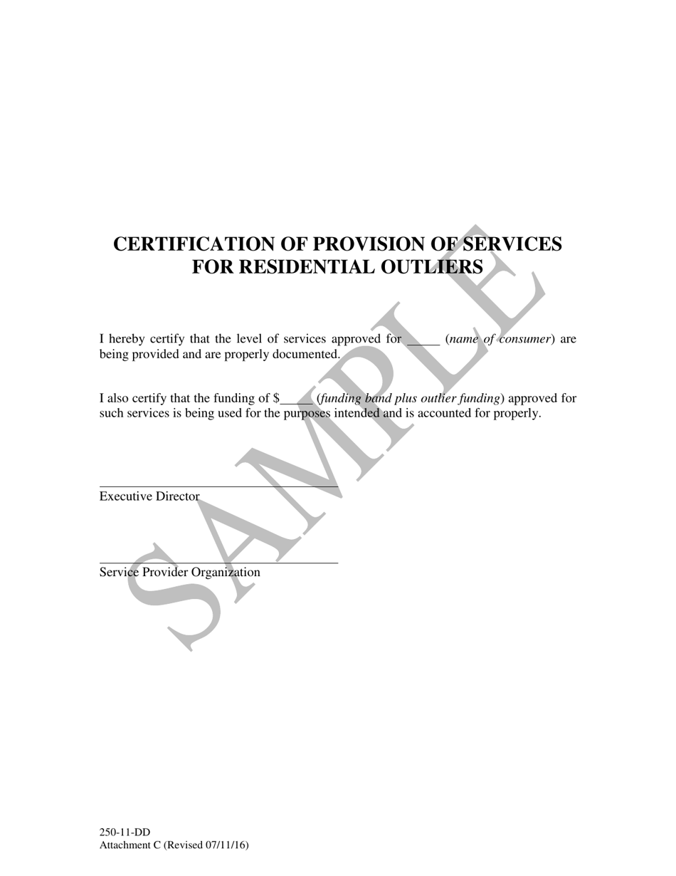 South Carolina Certification of Provision of Services for Residential ...
